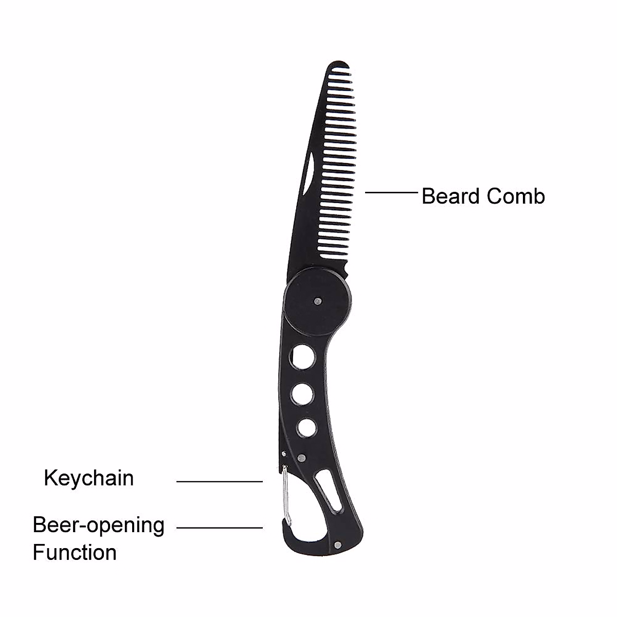 Men Mustache Beard Comb Stainless Steel Foldable Antioxidant Beard Comb for Travel and Daily Use Portable Shaving Comb with Opening Function