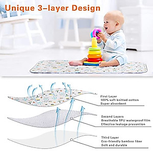 Baby Portable Changing Pad Waterproof Diaper Changing Mat Travel 3 Pack Washable Mattress Pad Reusable Under Pads Changing Pad Liners 22" x 27.5"