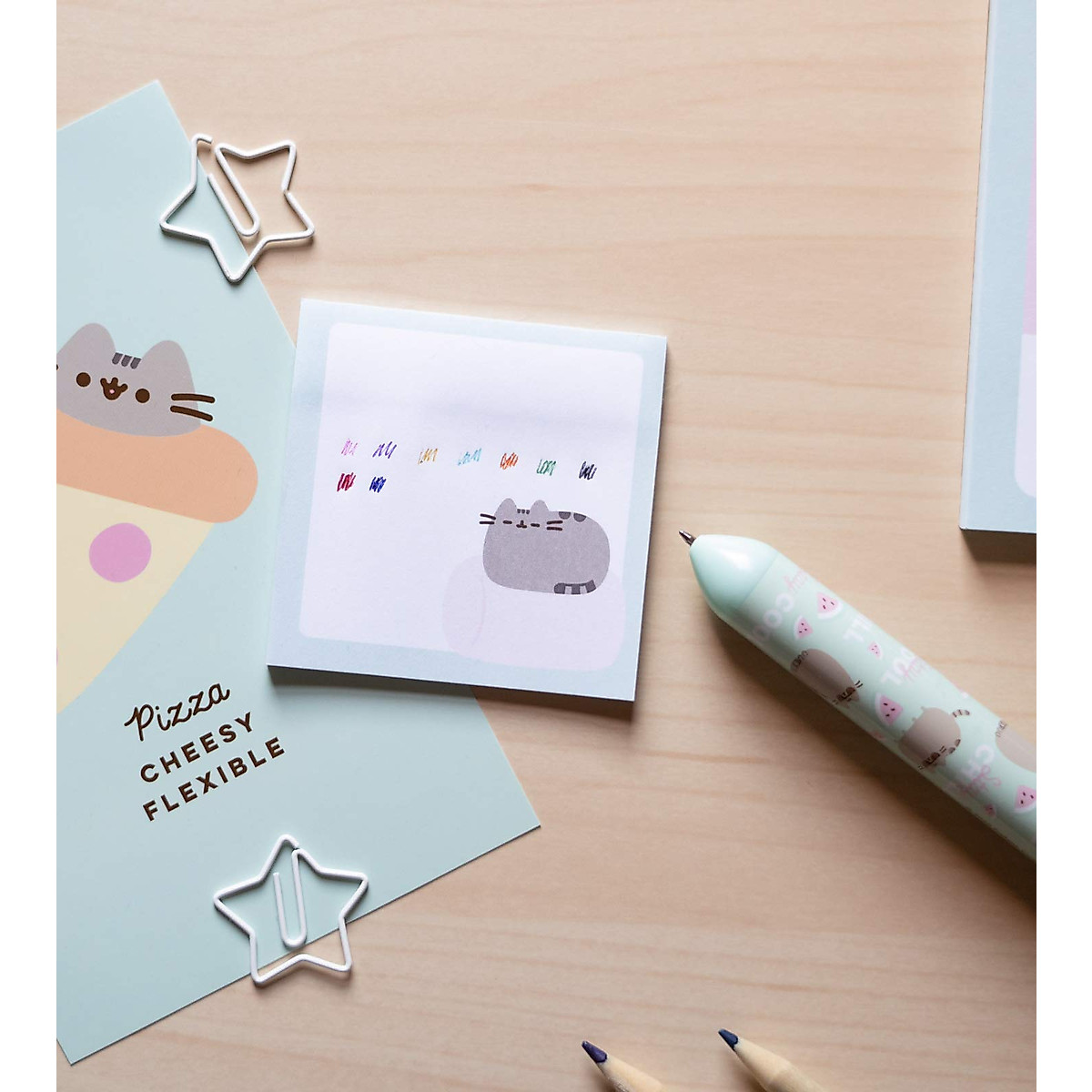 Official Pusheen Pen | 10 in 1 Ballpoint Pen With 3D Pusheen Topper | Pusheen Gift | Kawaii Pen | Multicoloured Pen | Pusheen Gift - Kawaii Stationery