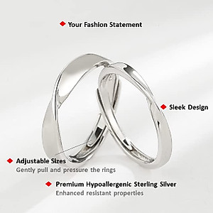 Cathay Select [New] Promise Rings, Sterling Silver Couple Rings, Adjustable, Infinity, I Love You Wedding Rings