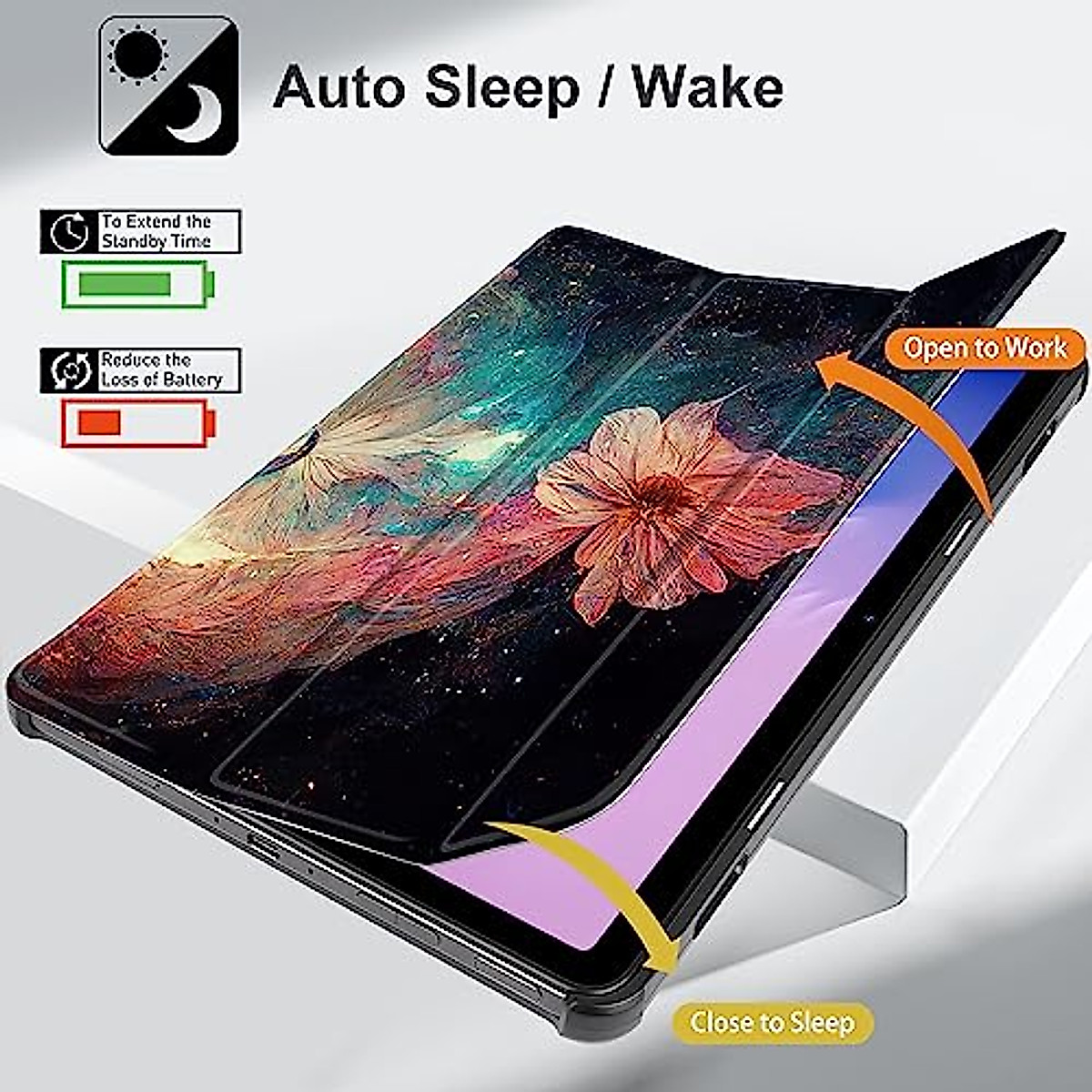 MEEgoodo Case for Amazon Fire Max 11 Cover 2023 (Only Compatible with 13th Generation Tablet), Tablet Cases with Folding Stand + Automatic Sleep/Wake + Hard Back Shell + Microfiber, Beautiful Galaxy