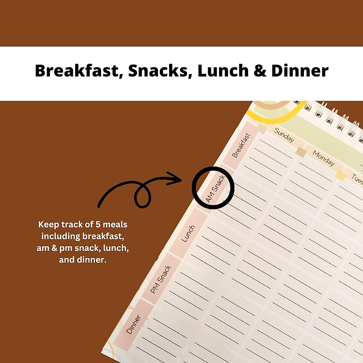 Daycare Weekly Meal Planner | 52-Weeks Wall Calendar | Track 5 Meals each Day | 11" x 8.5"