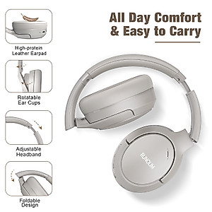 RUNOLIM Hybrid Active Noise Cancelling Headphones, 70H Playtime, Built-in Microphone, Bluetooth Wireless Over Ear Foldable Headphones with HiFi Audio, Home Travel Office
