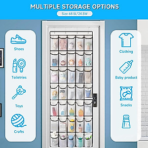 Ojadd Over The Door Shoe Organizer With 35 Large Clear Mesh Pockets, Sturdy Door Organizer Hanging For Closet, Door, Wall, Suitable Shoe Organization And Clothes Storage