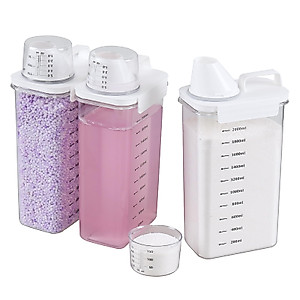 Gainhope 3 Packs Clear Rice Airtight Containers with Measuring Cup and Pourable Spout 2.3L, Kitchen Flour Cereal Dry Food Storage Bin, Plastic All Purpose Dispenser