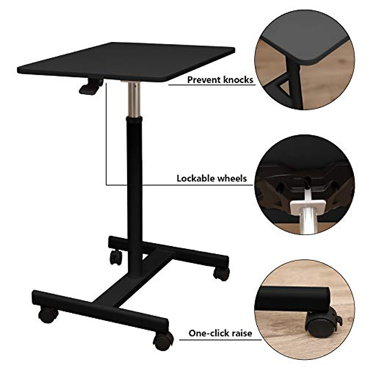 Height Adjustable Laptop Desk Mobile Standing Desk Multi-Function Home Office Moveable Desk with Wheels Black…