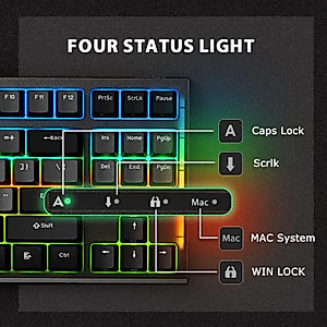iLovBee i87 Mechanical Keyboard Gaming 75% Compact TKL Hot Swappable Keyboard Linear Red Switches RGB Backlit Side Light Wired Ergonomic Design Software Supported 87Keys, Black/Grey