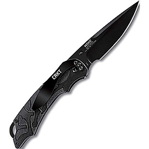 CRKT Moxie EDC Folding Pocket Knife: Assisted Opening Everyday Carry, Black Blade, Thumb Stud, Liner Lock, Textured Non Slip Handle, Pocket Clip 1100