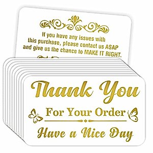PARTH iMPEX Thank You for Your Order Cards - (Pack of 100) 3.5" x 2" Gold Foil Purchase Inserts Supporting My Small Business Greeting Card Appreciation for Customer Shopping Handmade Goods