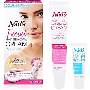 Nad's Gentle & Soothing Facial Hair Removal For Women - Sensitive Depilatory Cream For Delicate Face Areas, 0.99 Oz (4446)