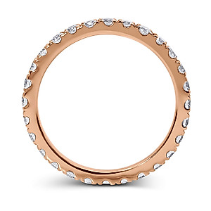 ORO LEONI 925 Sterling Silver Cz Eternity Band Ring - 14k Silver, Yellow And Rose Gold Plated (Rose Gold, 8)