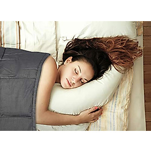 JSO Home Cooling Weighted Blanket 15 Lbs - Full Twin Weighted Blanket for Adults - 48" X 72" Grey W/Blue Minky Duvet