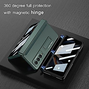 Libeagle Compatible with Samsung Galaxy Z Fold 4 Case [Built-in Privacy Screen Protector][Magnetic Hinge Protection][Adjustable Kickstand][Wireless Charging][Thin & Slim] Cover 5G 2022-Black