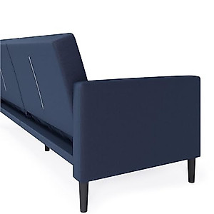 DHP Farnsworth 79 Inch Futon Sofa Bed, Upholstered Couch Sleeper with Tufted Seat, Mid-Century Modern, Navy