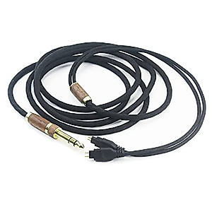 NewFantasia 10ft Upgrade Audio Cable 6N OCC Copper Silver Plated Braided Cord Compatible with Sennheiser HD650 HD600 HD580 HD660S HD58X HD6XX Headphone 3.5mm Male and 6.3mm Adapter Walnut Wood Shell