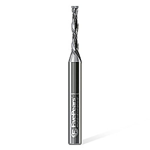 FivePears Up&Down Cut Compression Spiral Router Bit for CNC, 1/8 inch Cutting Diameter and 3/4 inch Cutting Length 1/4 in Shank Carbide End Mill Router Bit for Wood Carving Engraving Grinding Grooving
