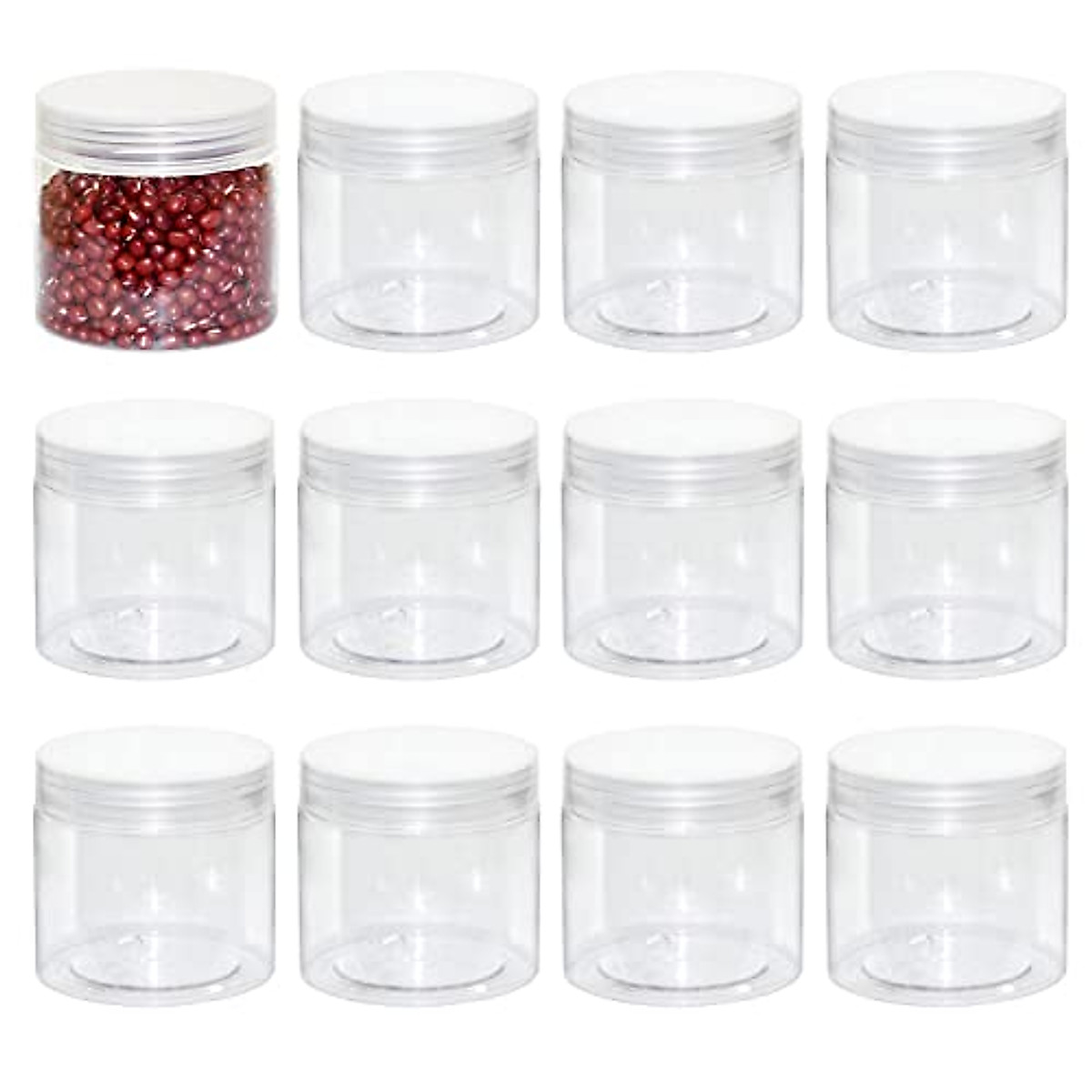 Slime Jars Storage Clear Empty Plastic Container with Lids Round Food Candy Clear Plastic Container 12 Pack 6.8OZ