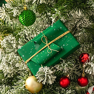 WRAPAHOLIC Wrapping Paper Roll - Mini Roll - 17 Inch X 16.5 Feet - Green Gold Foil Design with Silky Touch Perfect for Birthday, Holiday, Wedding, Baby Shower