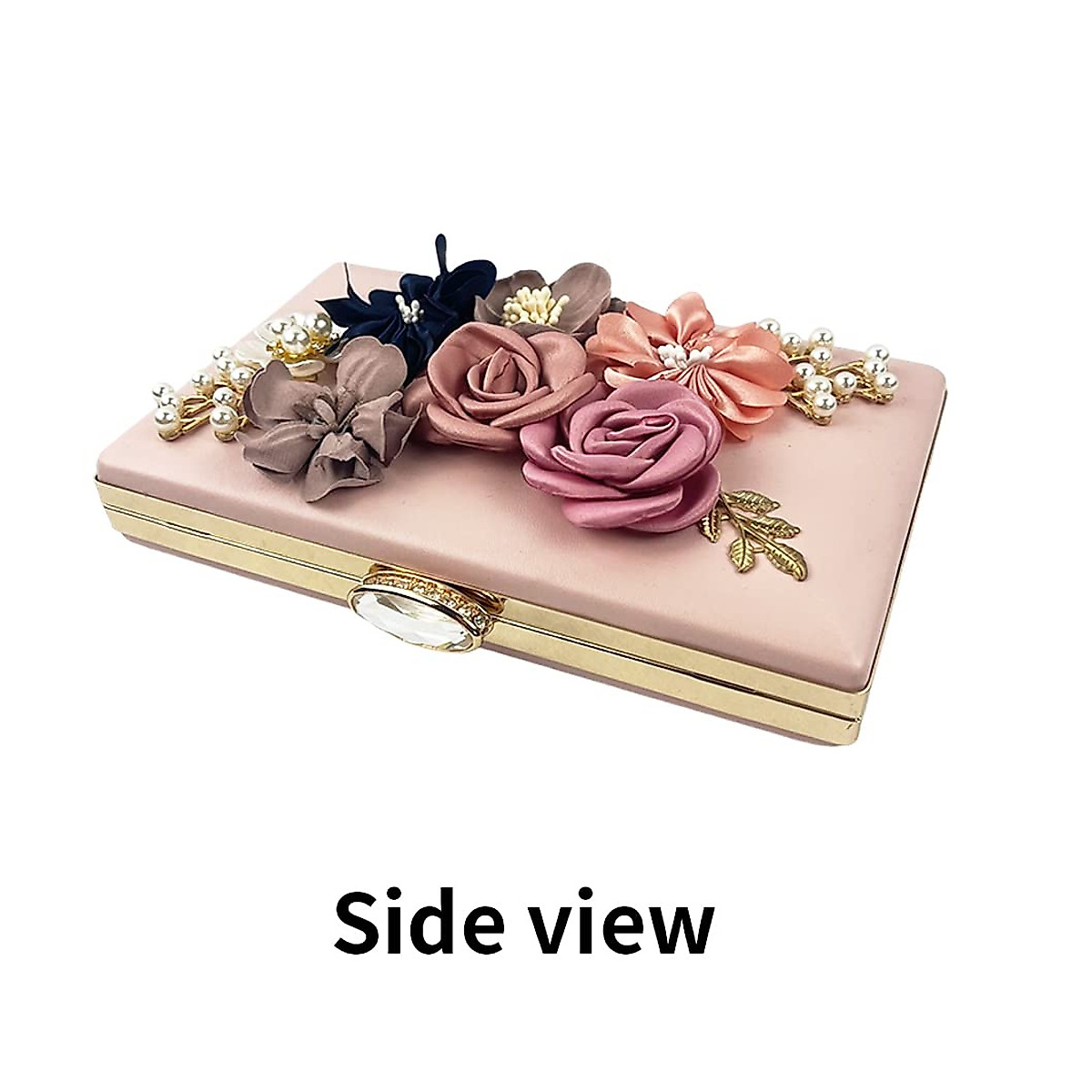 Shiiriin Women's 3D Floral Clutch Purse Handbag | Handmade with Pearls | Perfect for Bridal, Wedding, Daytime and Evening Parties | Elegant Design