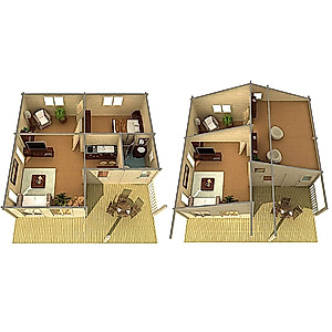 Allwood Avalon Cabin Kit | 540 SQF + Loft (Double Glass Windows and Doors)