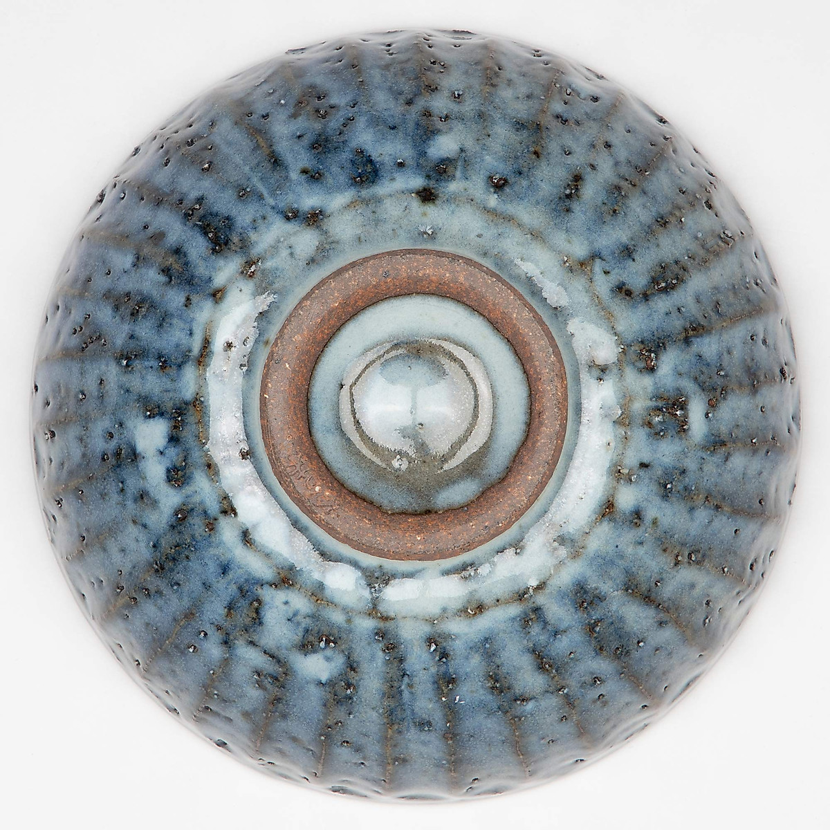 Marui Seitou MR-3-3489 Shigaraki Ware Hechimon Rice Bowl, Small, Blue Hagi Carving, 4.5 inches (11.5 cm)