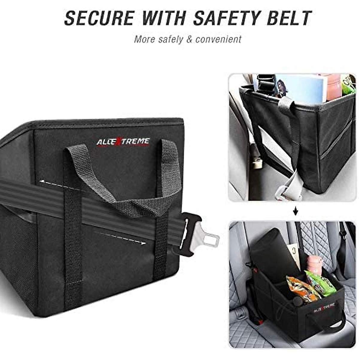 Trunk Organizer Backseat Large Anti-slip Multi-compartment Foldable Storage Utility Tool Space Saver Bag for Cars, SUVs & Trucks, Black (EX-IT-05)