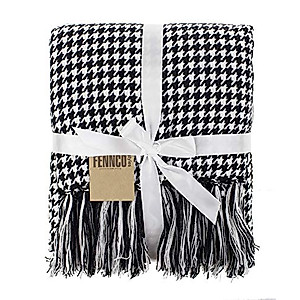 Fennco Styles Houndstooth Fringe Soft Throw Blanket - 50"x60"
