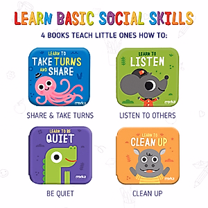 merka Baby Bathtub Bath Toys for Toddler Baby Bath Toys Baby Books 4 Plastic Book Take Turns Clean Up Listen Be Quiet Perfect Baby Gifts for Sharing and Learning