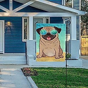 Pug Dog Welcome Garden Flag, Summer Beach Double Sided Vertical Small Yard Flags for Outdoor Lawn Decorations 12x18"