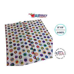 Rainbow Polka Dot Tissue Paper Rainbow Spots Dot Premier High Quality Tissue Paper - 20 Inch x 30 Inch - 24 XL Sheets by A1 bakery supplies MADEIN USA