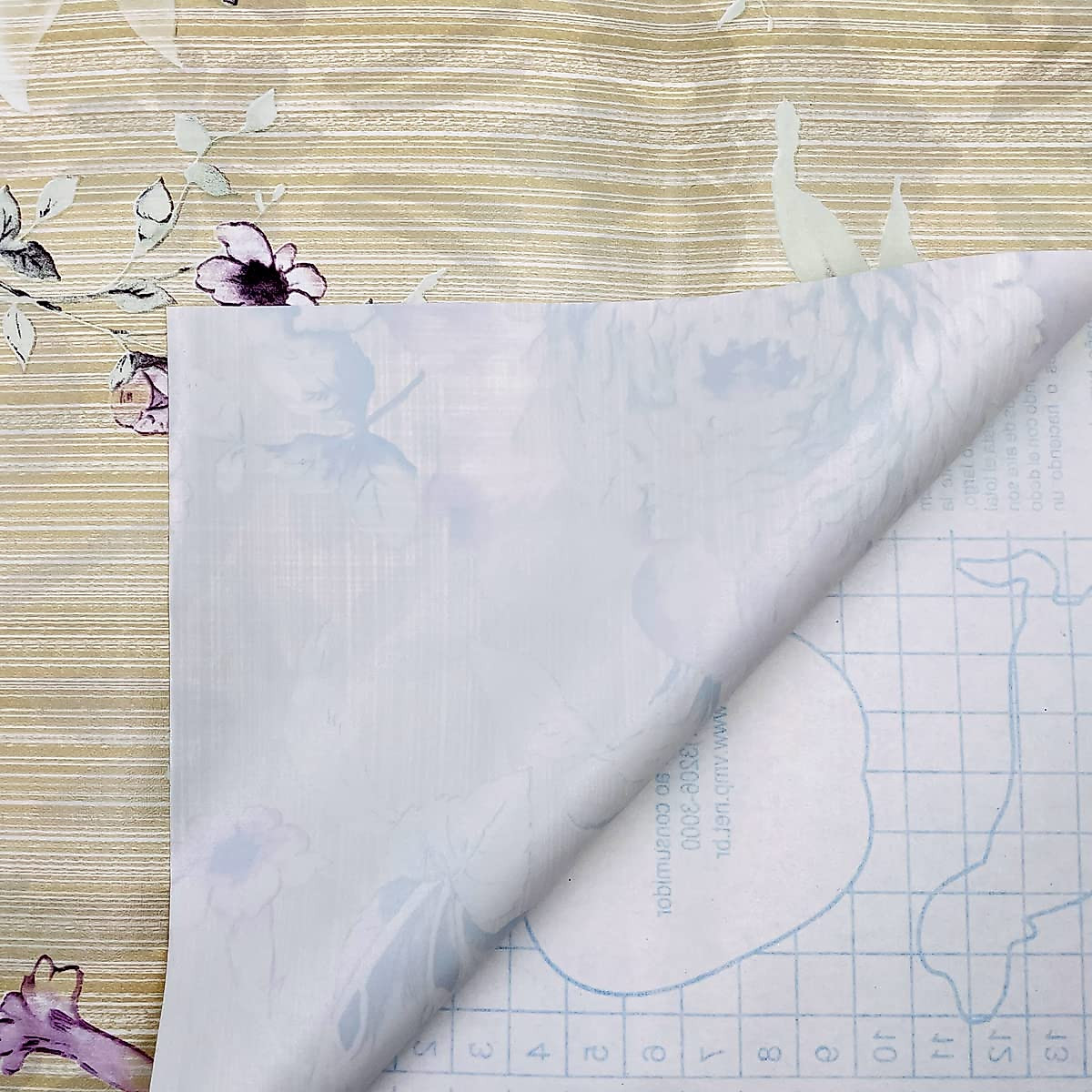 Yifely Vintage Purple Peony Self-Adhesive Kitchen Shelf Drawer Liner Moisture Proof PVC Mat 45x300cm