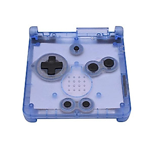 Cowhilan Replacement Clear Full Housing Shell Case Compatible with Gameboy Advance SP GBA SP Console, Send with Game Card Shell, Transparent Blue