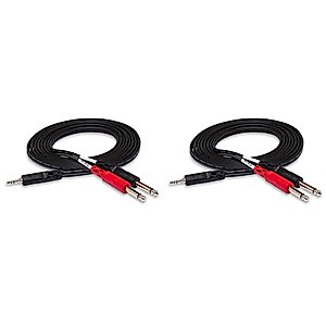 HOSA 3.5mm TRS to 1/4" TS Stereo Breakout Cables, Black