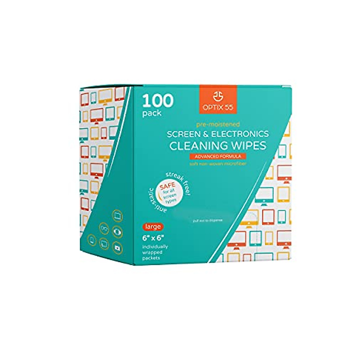 Screen & Electronic Cleaning Wipes | Pre-Moistened Individual Wrapped (6" x 6") TV Screen Cleaner, Computer Monitor, Laptop, Lens Wipes (100 Pack)