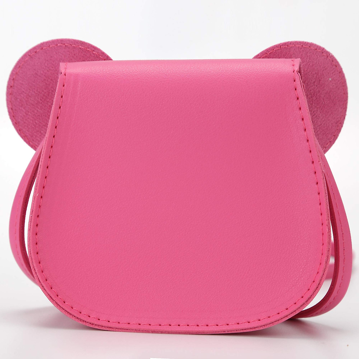 Ondeam Little Mouse Ear Bow Crossbody Purse,PU Shoulder Handbag for Kids Girls Toddlers(Rose Pink)