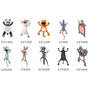 4 Pcs 3D Cartoon Animal Bookmark,Wacky Bookmark Palz - More Fun Reading,Novelty Funny Animals Reading Bookmark Cute Bookmarks Squashed Animals Stationery (Cat + Panda + Mouse + Gecko)