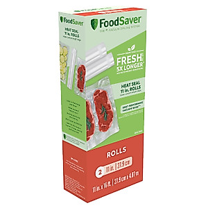 FoodSaver 11" x 16' Vacuum Seal Rolls with BPA-Free Multilayer Construction for Food Preservation, 2-Pack