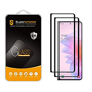 Supershieldz (2 Pack) Designed for Samsung Galaxy Z Fold 4 5G (Front Screen Only) Tempered Glass Screen Protector, Anti Scratch, Bubble Free (Black)
