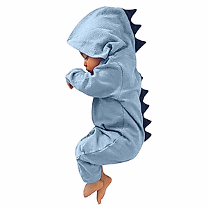 GUCABE Interesting Romper Jumpsuit Outfits Clothes,Infant Baby Kids Dinosaur Hooded Romper Jumpsuit Outfits Clothes (0-3 Months, Blue)