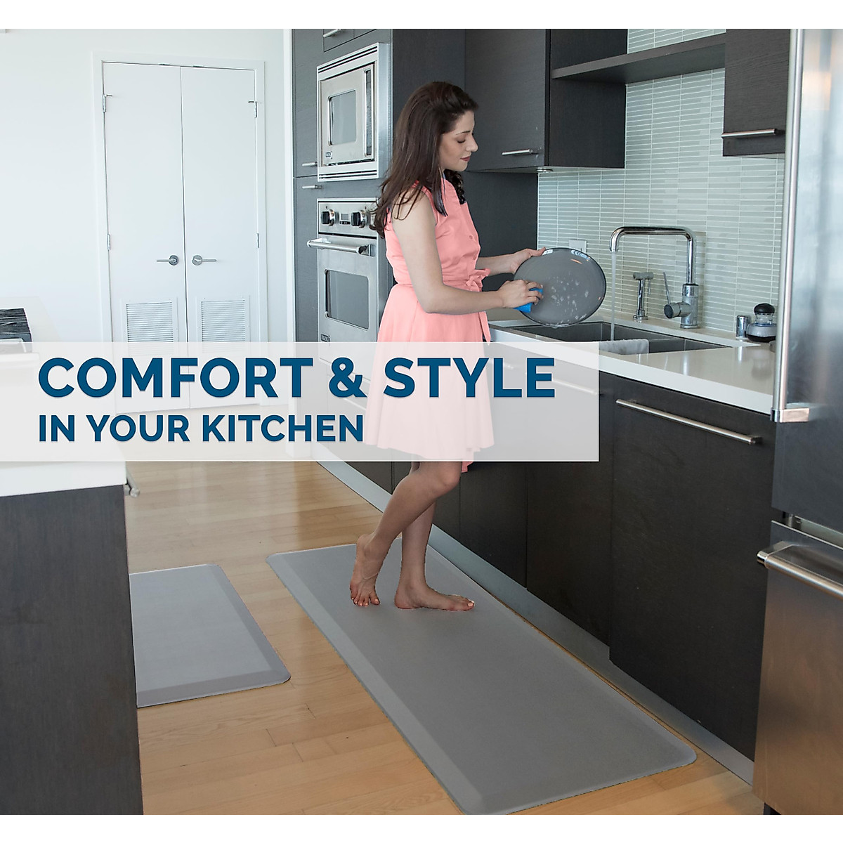 ComfiLife Anti Fatigue Floor Mat – 3/4 Inch Thick Perfect Kitchen Mat, Standing Desk Mat – Comfort at Home, Office, Garage – Durable – Stain Resistant – Non-Slip Bottom (20" x 39", Gray)