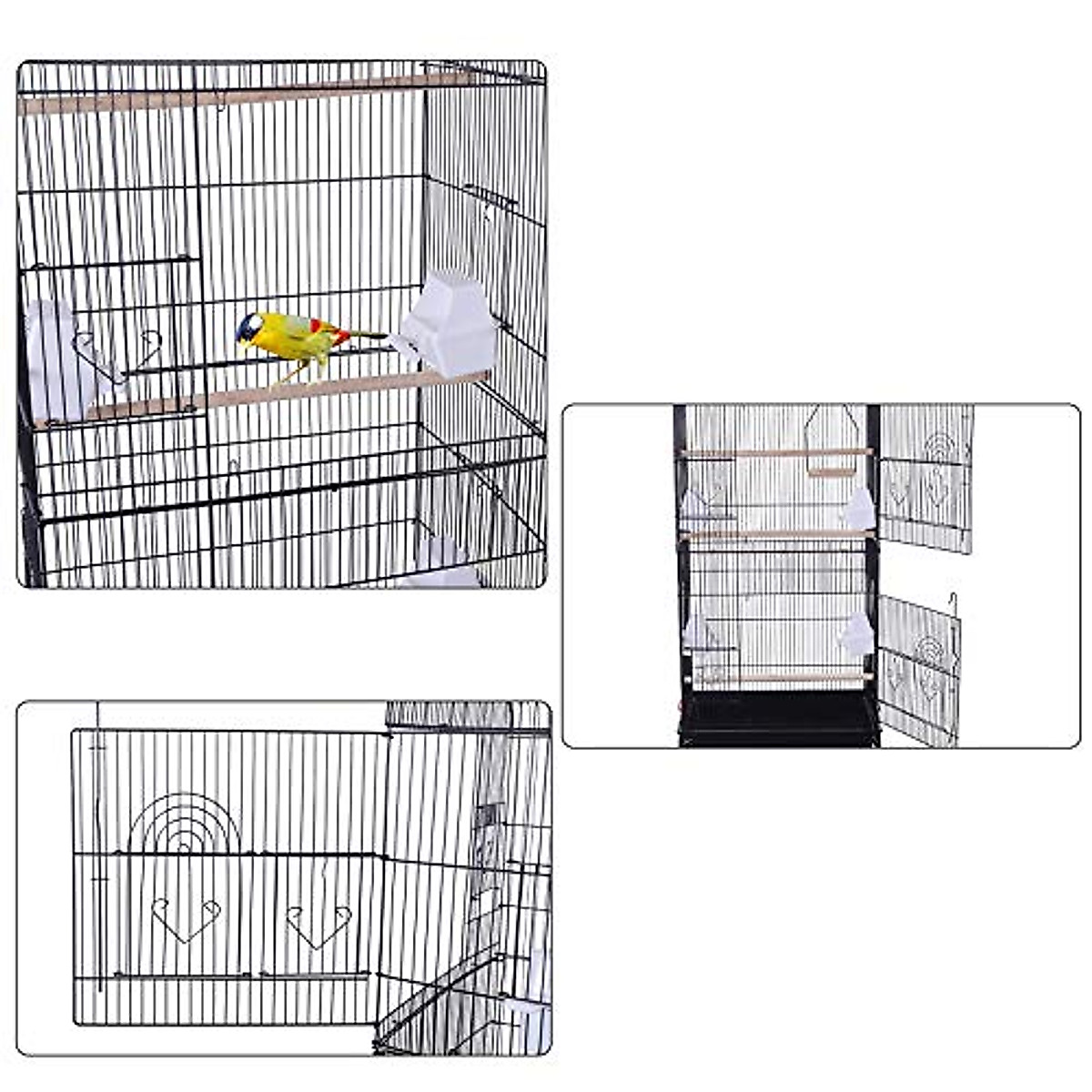 YJJT Bird Houses Cages for Parakeets - Pets Breeding Nesting Box Nest - Bird Cage for Small Birds Indoor Outdoor Decoration, with Universal Wheel Base, Multifunction, Easy to Clean, 59 Inches