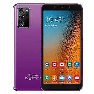 Jazar Smartphone, Powerful Processor Dual Cards Dual Standby 128Gb Expandable Storage Fingerprint Unlock Smart Phone, Note30 Plus 854X480 Resolution for 8.1(Purple)