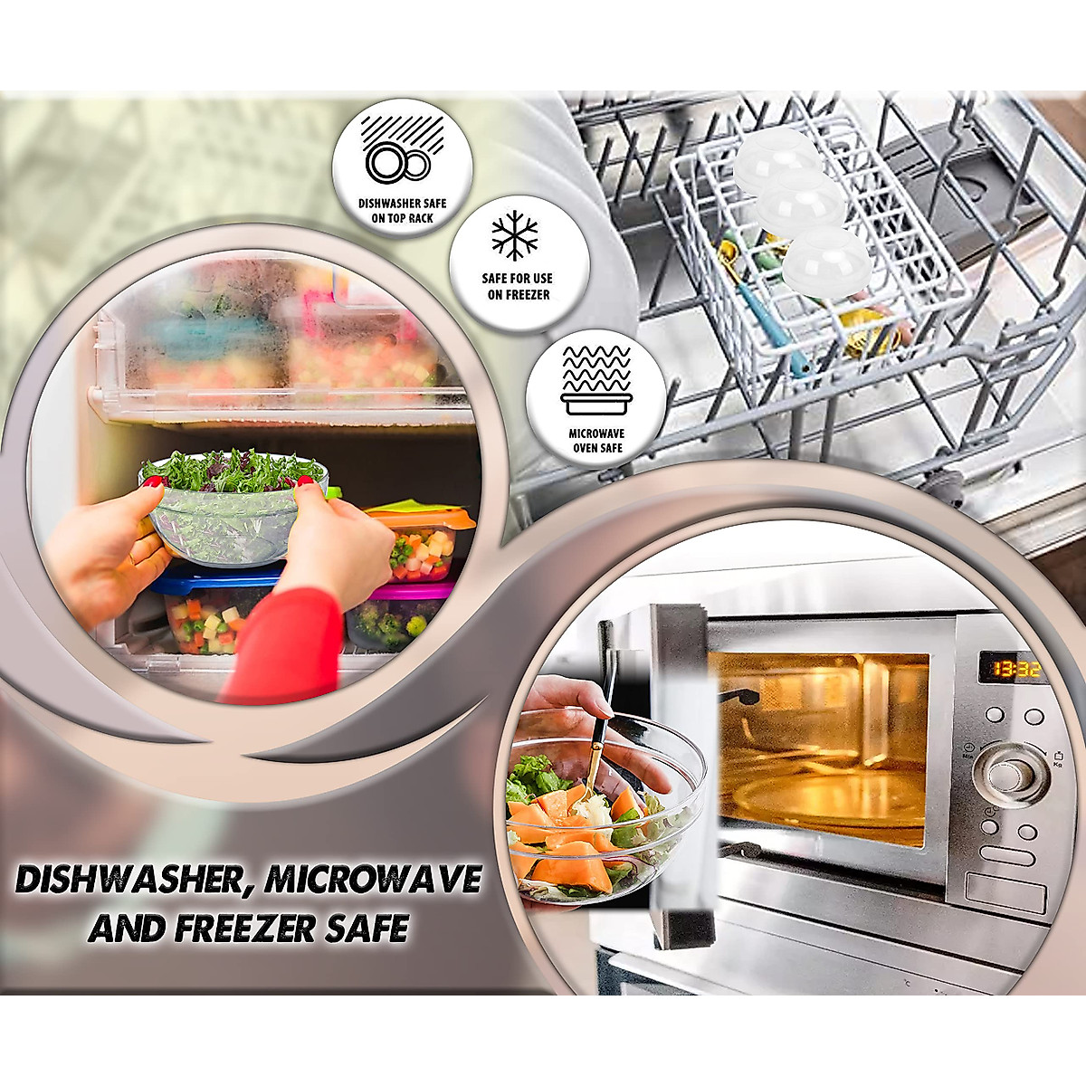 Salad Serving Bowl for Kitchens, Parties, Holidays, and Celebrations - Serving 9-inch Bowls - Reusable BPA free - 124 oz. Capacity, Set of 3