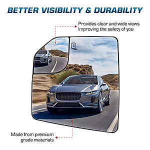 Youxmoto Fit for Ford F150 2015-2020 Passenger Right Side Heated Mirror Glass, Compatible with Ford F-150 2015 2016 2017 2018 2019 2020 Side View Convex Mirror Glass, Fit FL3Z17K707A