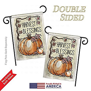 Breeze Decor Harvest Blessings Garden House Flags Set Falltime Autumn Scarecrow Pumkins Sunflower Leaves Season Autumntime Gathering Small Decorative Gift Yard Banner Double-Sided Made in USA 28 X 40