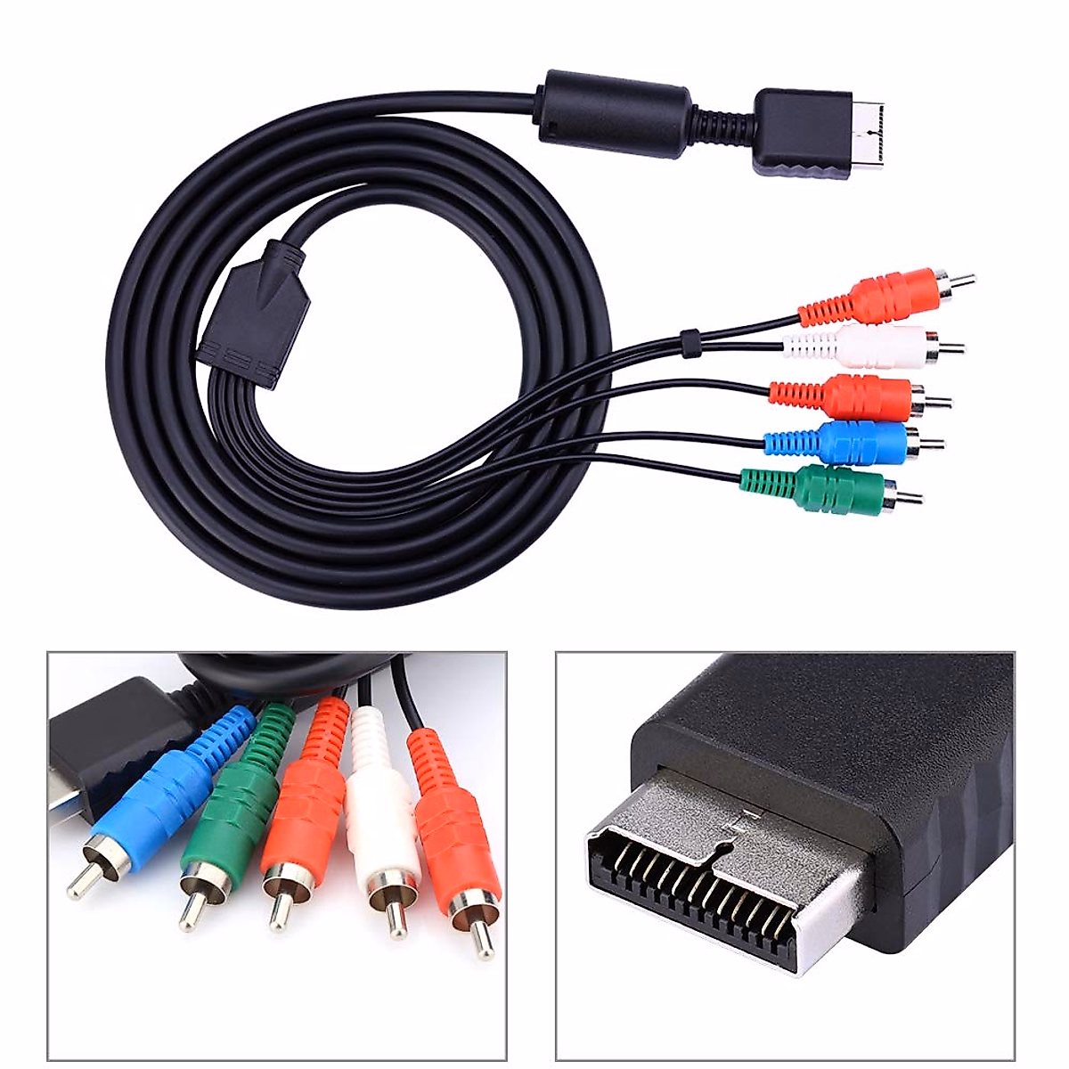 Diydeg Audio Cables, AV Multi Out Video Cable, Audio Cable for PS2 Connect to HDTV or EDTV for PS2 PS3