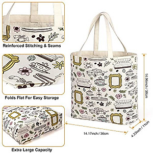 Friends Tote Bag Friends TV Show Merchandise Yellow Frame Kitchen Grocery Cotton Bags Beige