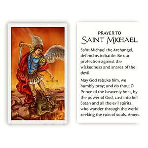 St Michael The Archangel Holy Prayer Cards, Laminated Cardstock with Scripture of Protection, Inspirational Christian Gifts, Pack of 5, 2.25 x 3.75 Inches