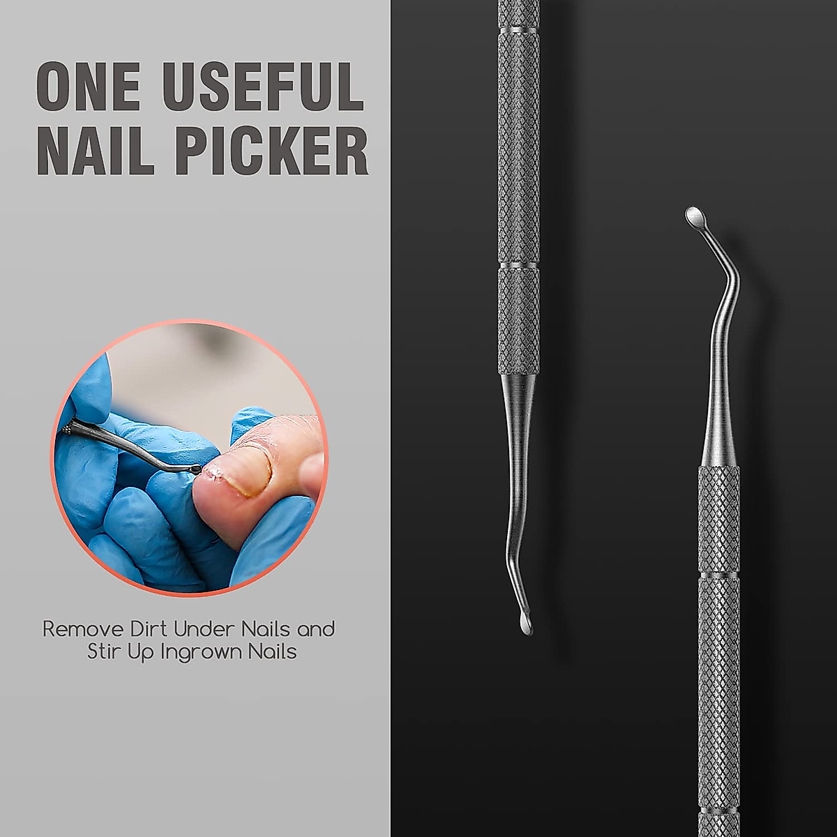 TOMEEM Toenail Clipper Pedicure Tool - Professional Podiatrist Toe Nail Cutter for Thick & Ingrown Nails, Sharp Curved Blade for Men, Women & Seniors