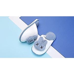 KUBUA Girls Boys Winter Warm Indoor Bedroom Shoes Kids Slippers Blue Size 2-2.5 Big Kid